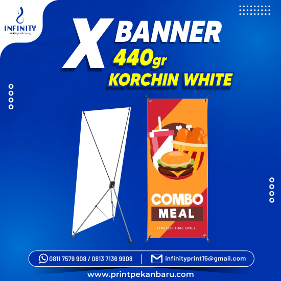 X Banner 440gr Korcin White Cetak Aja | Infinity Digital Printing