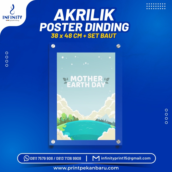 Akrilik Poster Dinding 38 x 48 cm + Set Baut | Infinity Digital Printing